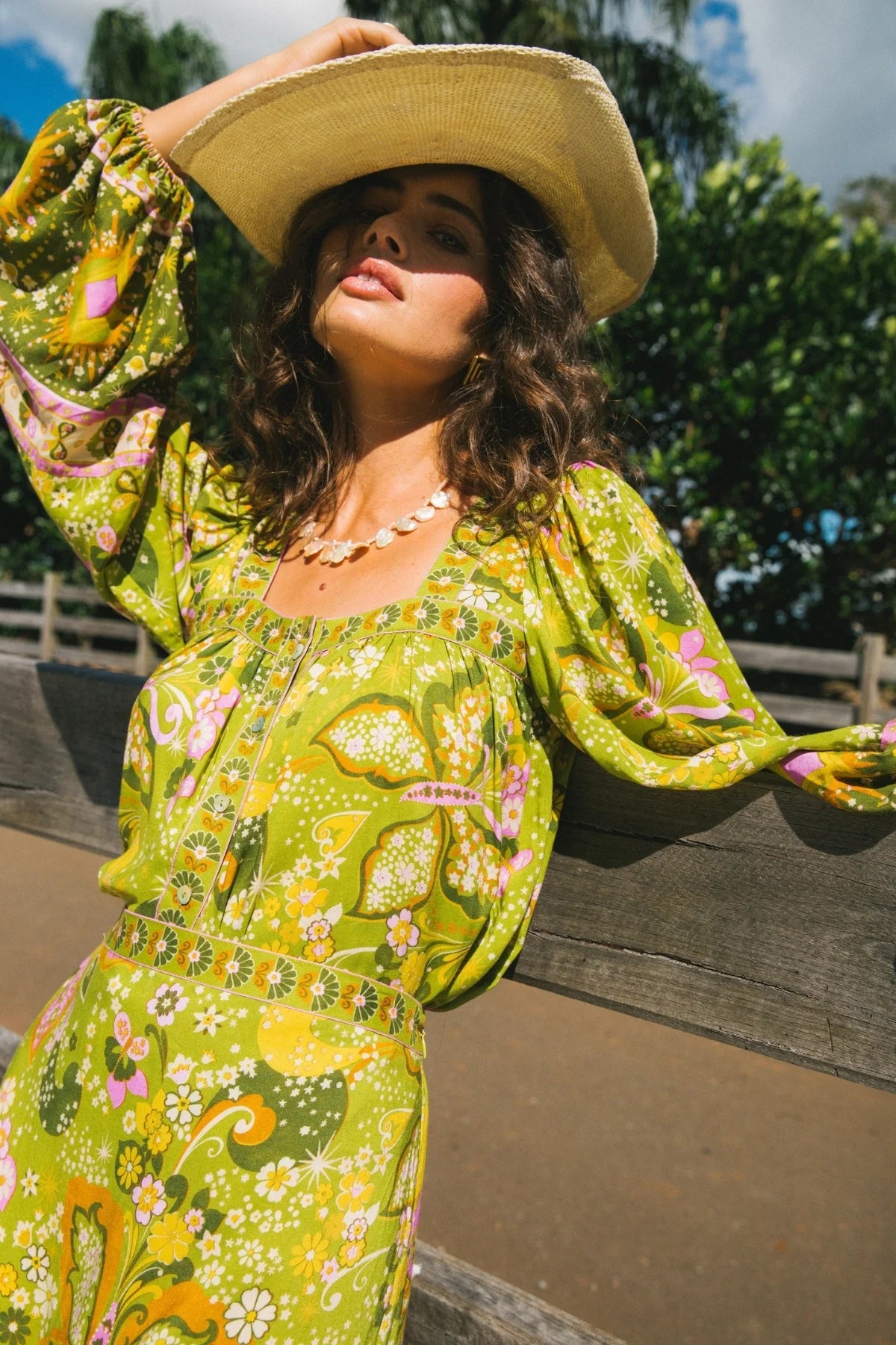 Rhiannon Blouse – Chartreuse | Effortless Boho Style – Nine Lives Bazaar