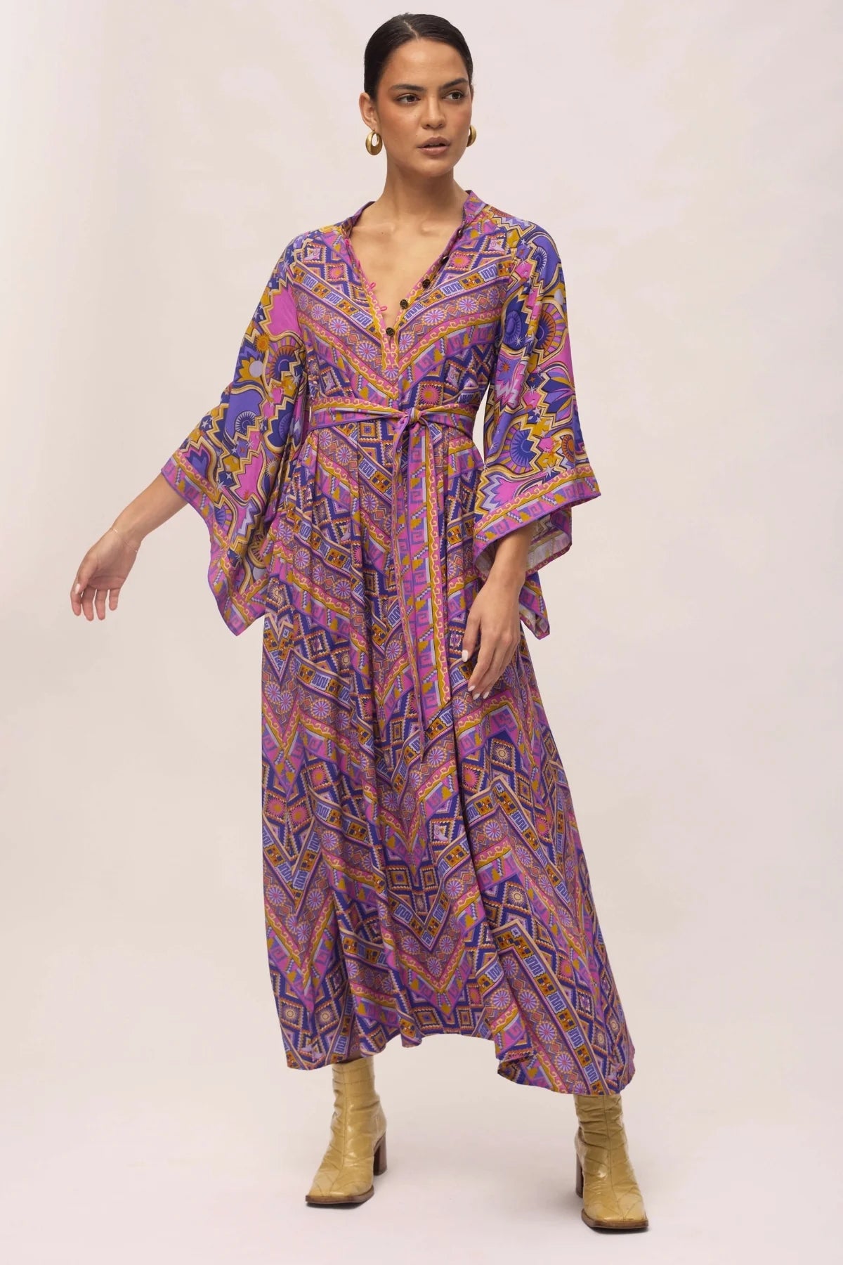 Dreamweaver Gown – Violet | Full-Length, Kimono Sleeves – Nine Lives Bazaar